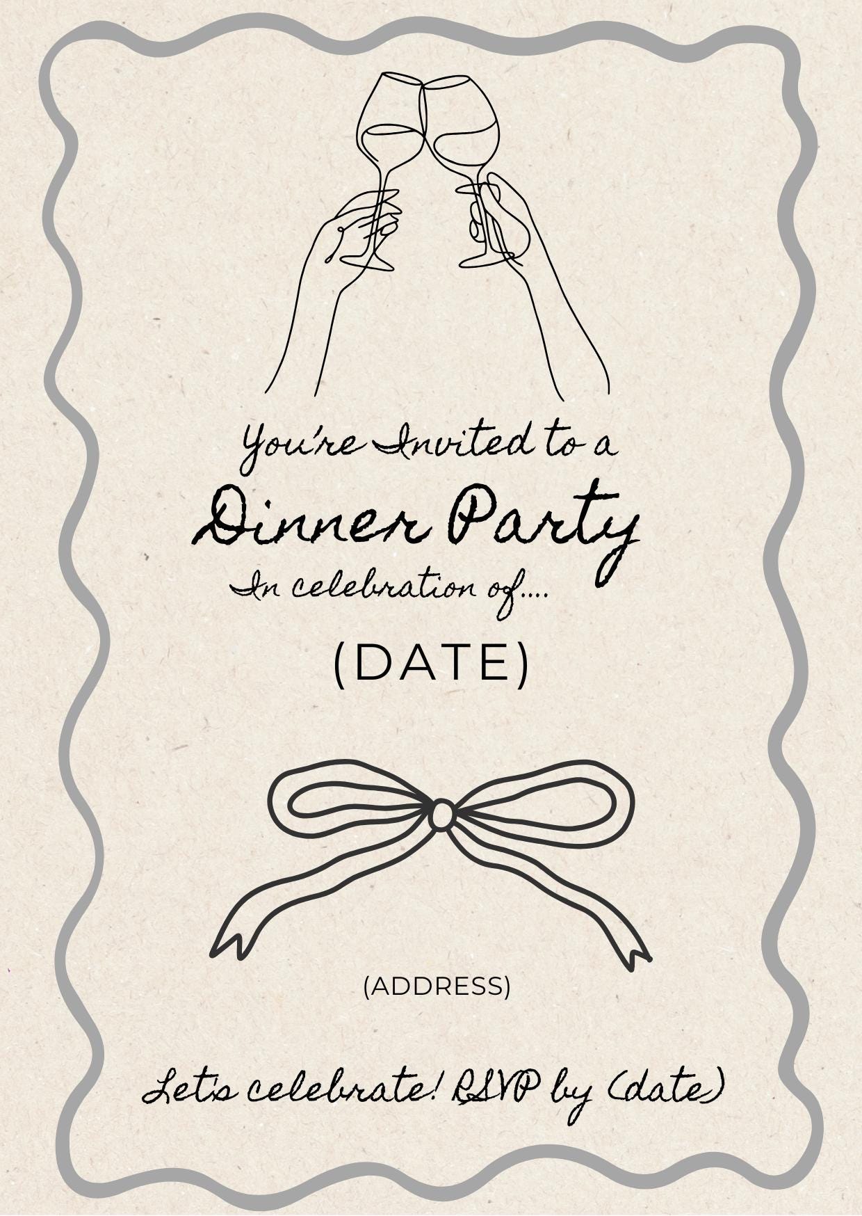 Dinner Party Invitation Digital Template - Etsy