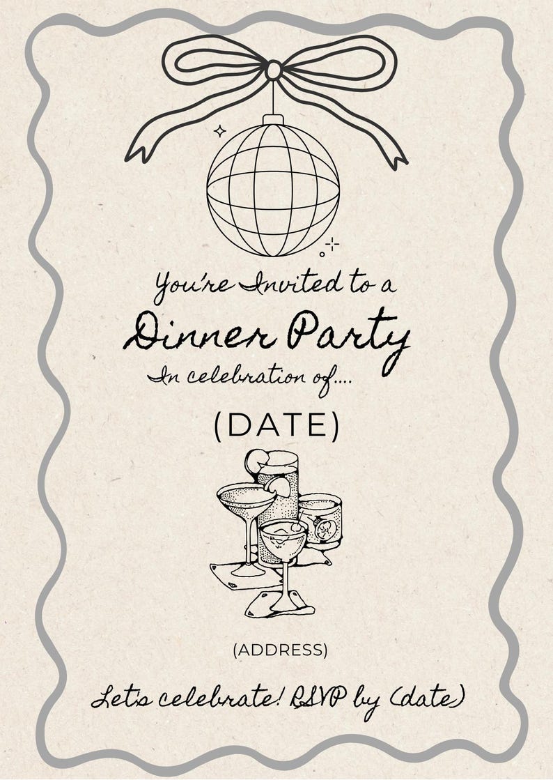 Dinner Party Invitation Digital Template - Etsy