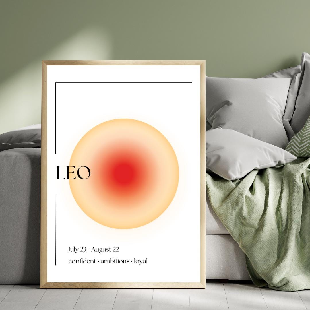 Leo Zodiac Sign Printable Poster | Wall Art | Astrology Aura Poster ...