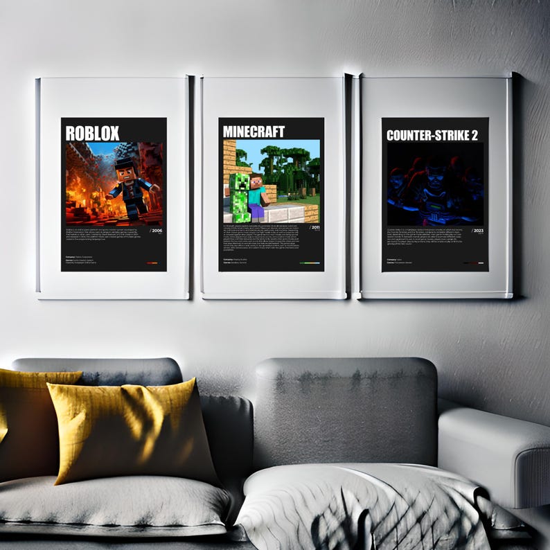 Custom Set of 3 Gaming Posters, Printable Gaming Poster, Set of 3 Art ...