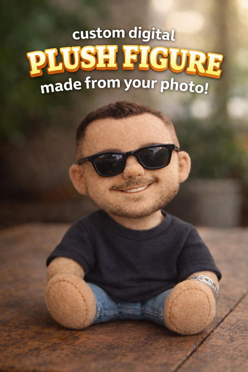 Custom Digital Plush Toy Portrait From Photo, Personalized Cartoon ...