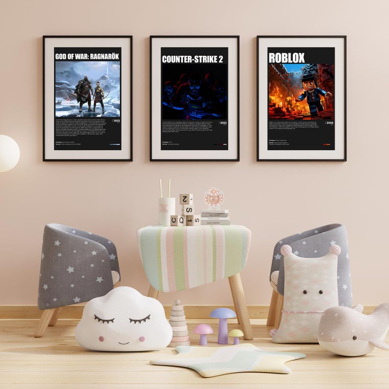 Custom Set of 3 Gaming Posters, Printable Gaming Poster, Set of 3 Art ...