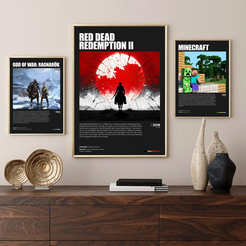 Custom Set of 3 Gaming Posters, Printable Gaming Poster, Set of 3 Art ...