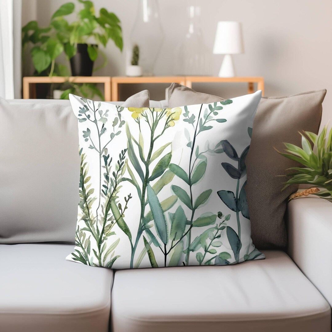 Nature-inspired Pillow, Watercolor Botanical Throw Pillow, Floral ...