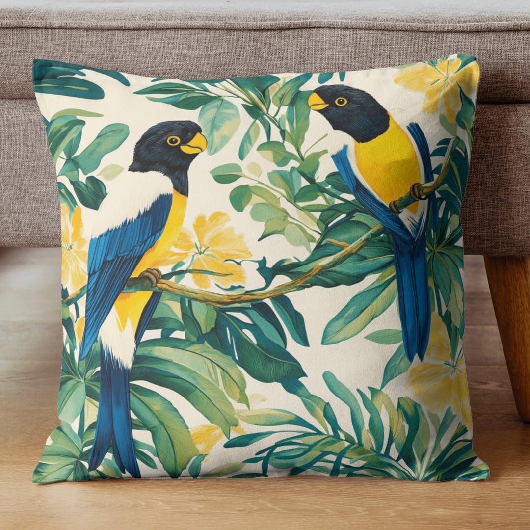 Tropical Bird Decorative Pillows, Botanical Accent Pillow, Throw Pillow ...