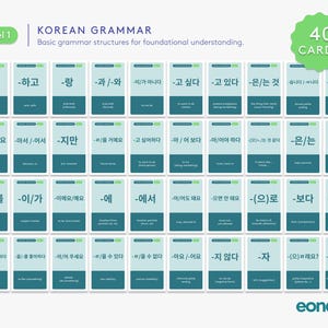 Korean Grammar Flashcards: Beginner to Advanced (120 Printable Cards ...