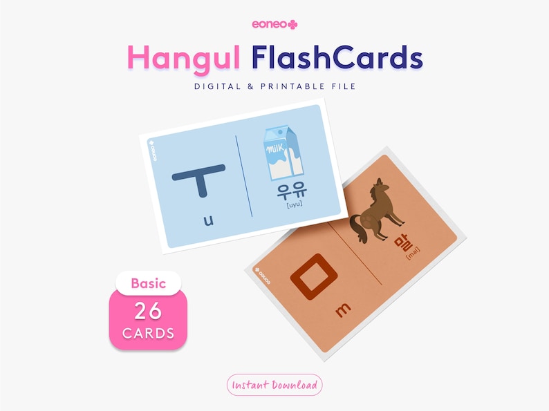 Korean Hangul Flashcard, Learn Letters, Boost Memorization, Master Pronunciation With Visual ...