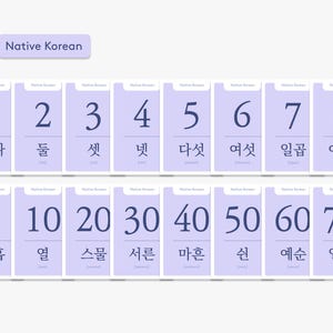 Printable Korean Number Flashcards: Hangeul, Sino & Native (PDF ...