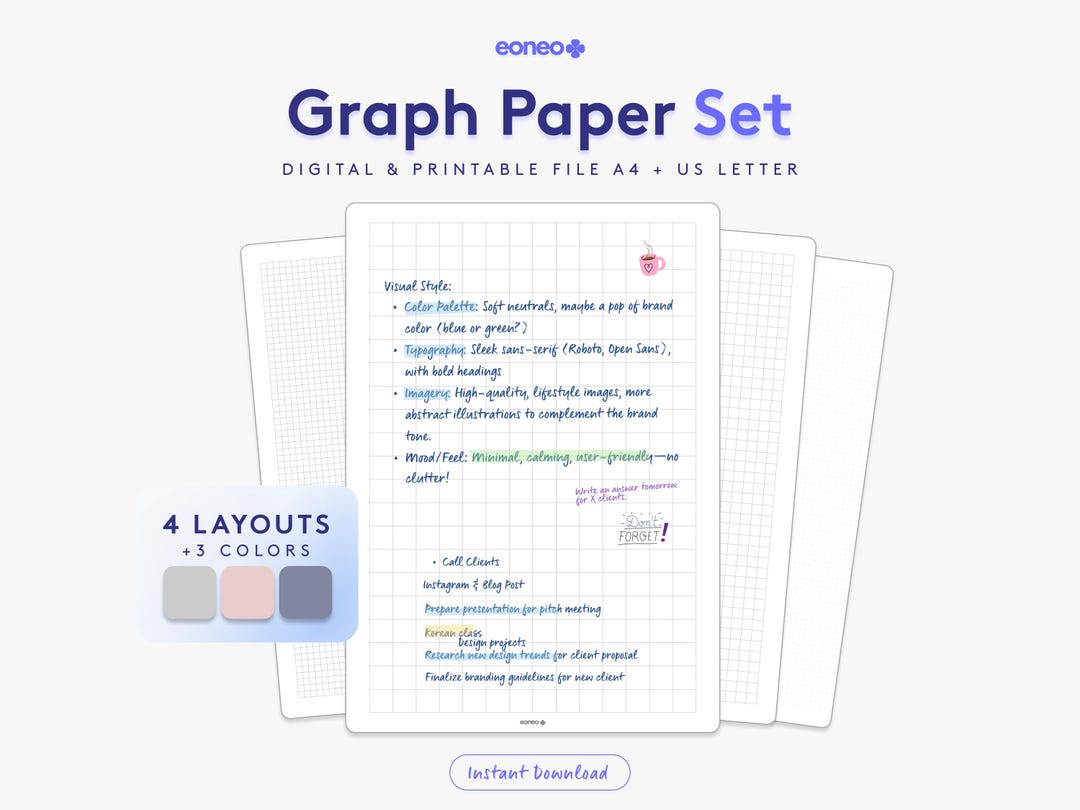GRAPH PAPER Set Digital Grid Paper for Notes and Sketching ZIP Download ...