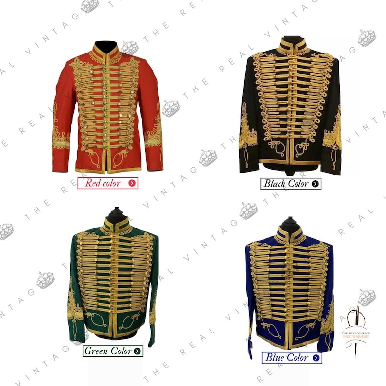 Men Napoleonic Hussar Uniforms Military Gold Braided Jacket, Hussar ...