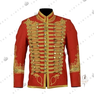 Handmade Red Hussar Jacket: Napoleonic Military Gold Braid Uniform - Etsy