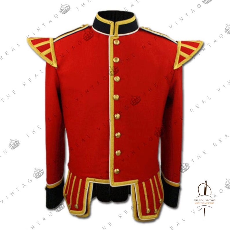 Scottish Red Doublet Jacket: Military Piper Drummer Coat, Gold Braid - Etsy
