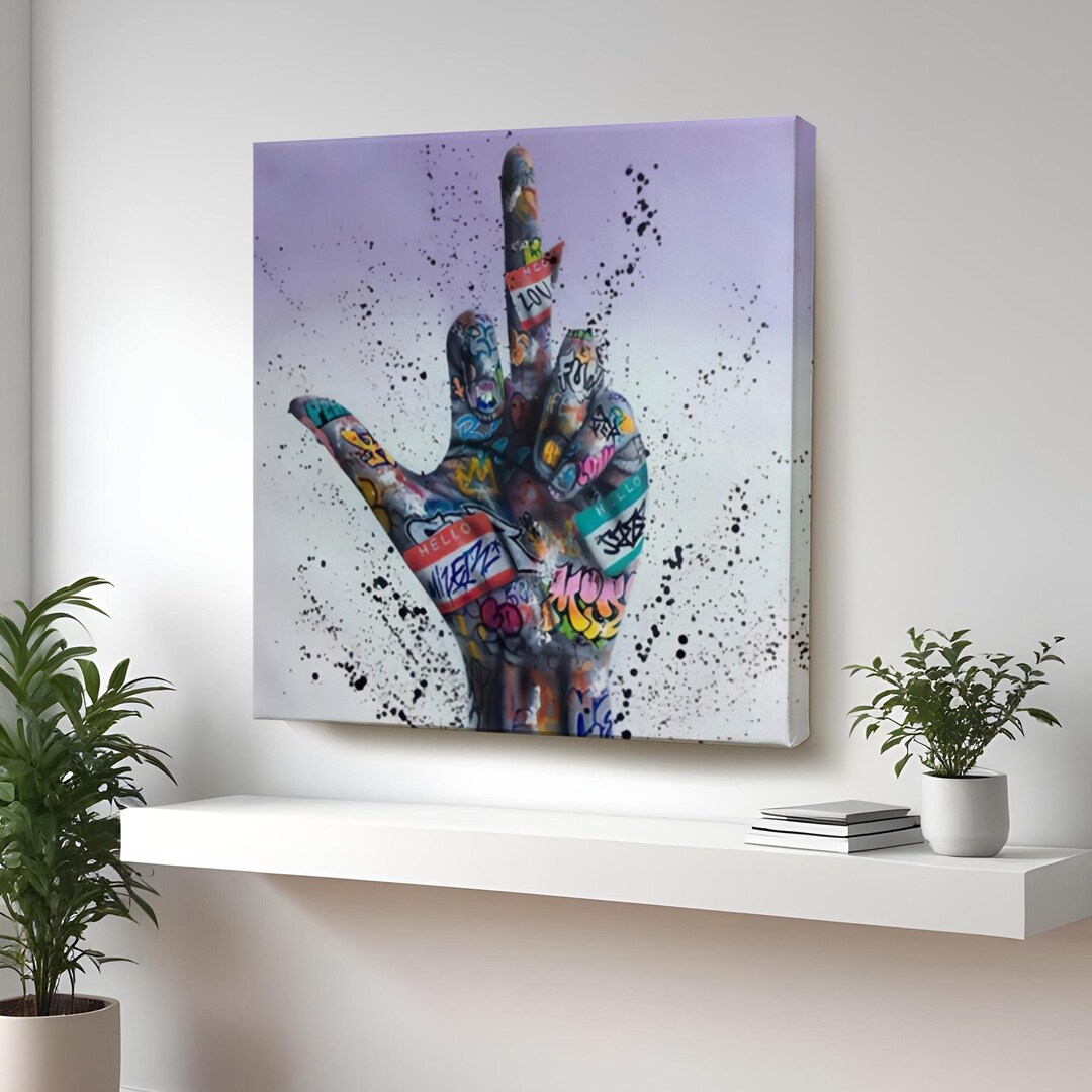 Middle Finger Movement Street Art, Canvas Print, Graffiti Middle Finger ...