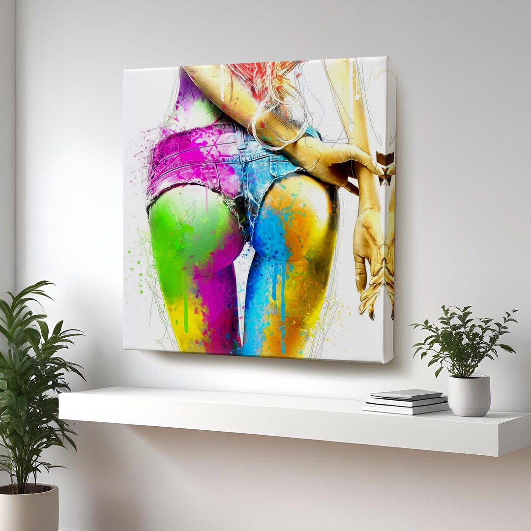 Colorful Woman's Bottom Canvas Print, Framed Canvas Wall Art, Nü Modern ...