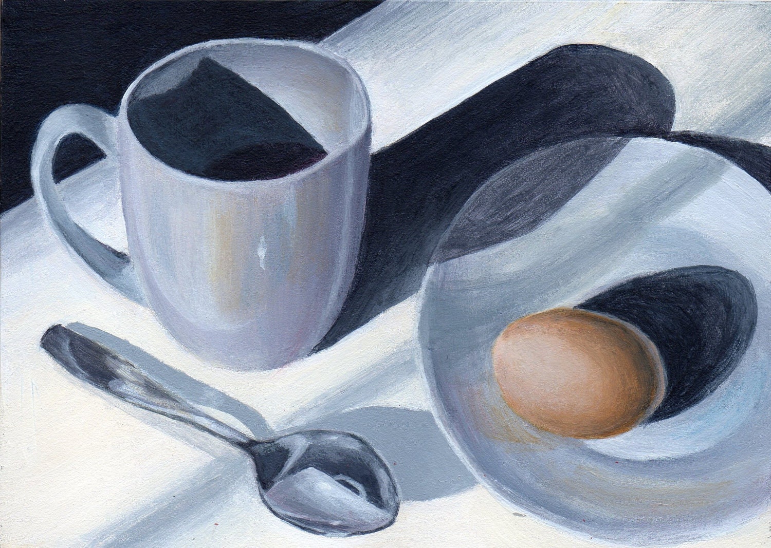 Original Acrylic Kitchen Still Life Painting Minimalist White | Etsy