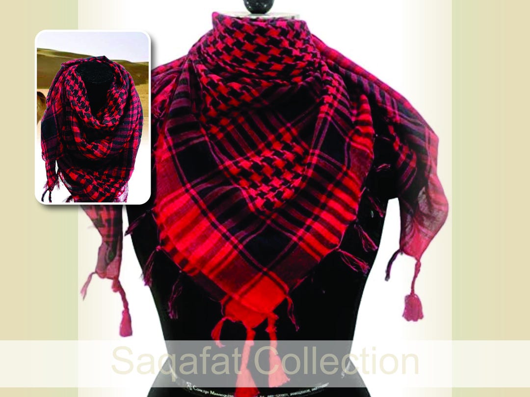 Palestine Red Keffiyeh Scarf | Traditional Scarf | Gaza Style Headscarf ...