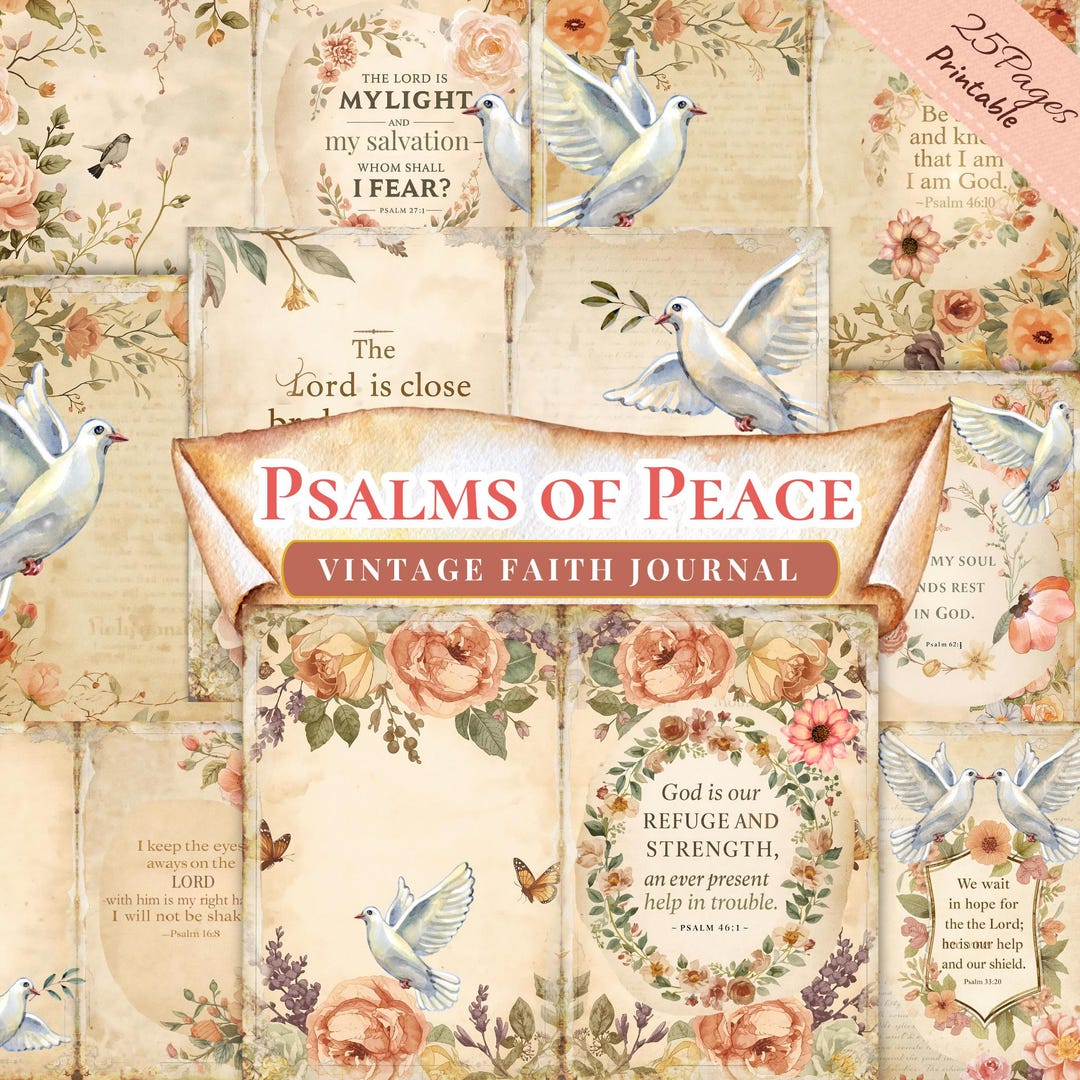 Psalms Peace Junk Journal Kit Vintage Bible Pages Christian Printable ...