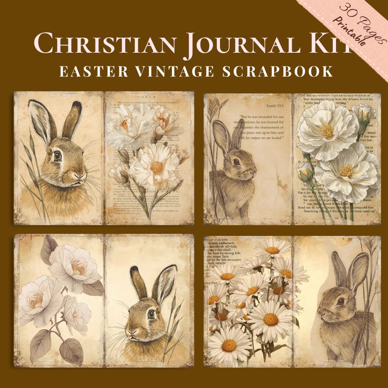 Ostern Junk Journal Kit, Bibel Vers druckbare Vintage Christian ...