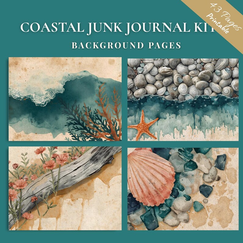Coastal Junk Journal Kit | Beach Finds Printable Ephemera - Etsy