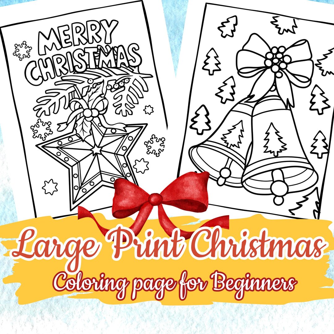 Large Print Christmas Coloring Pages, Simple Designs (printable PDF) - Etsy
