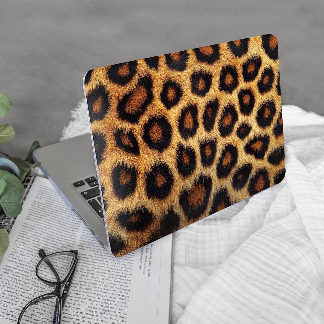 Leopard Print MacBook Case Golden Texture Laptop Skin, Cover for ...