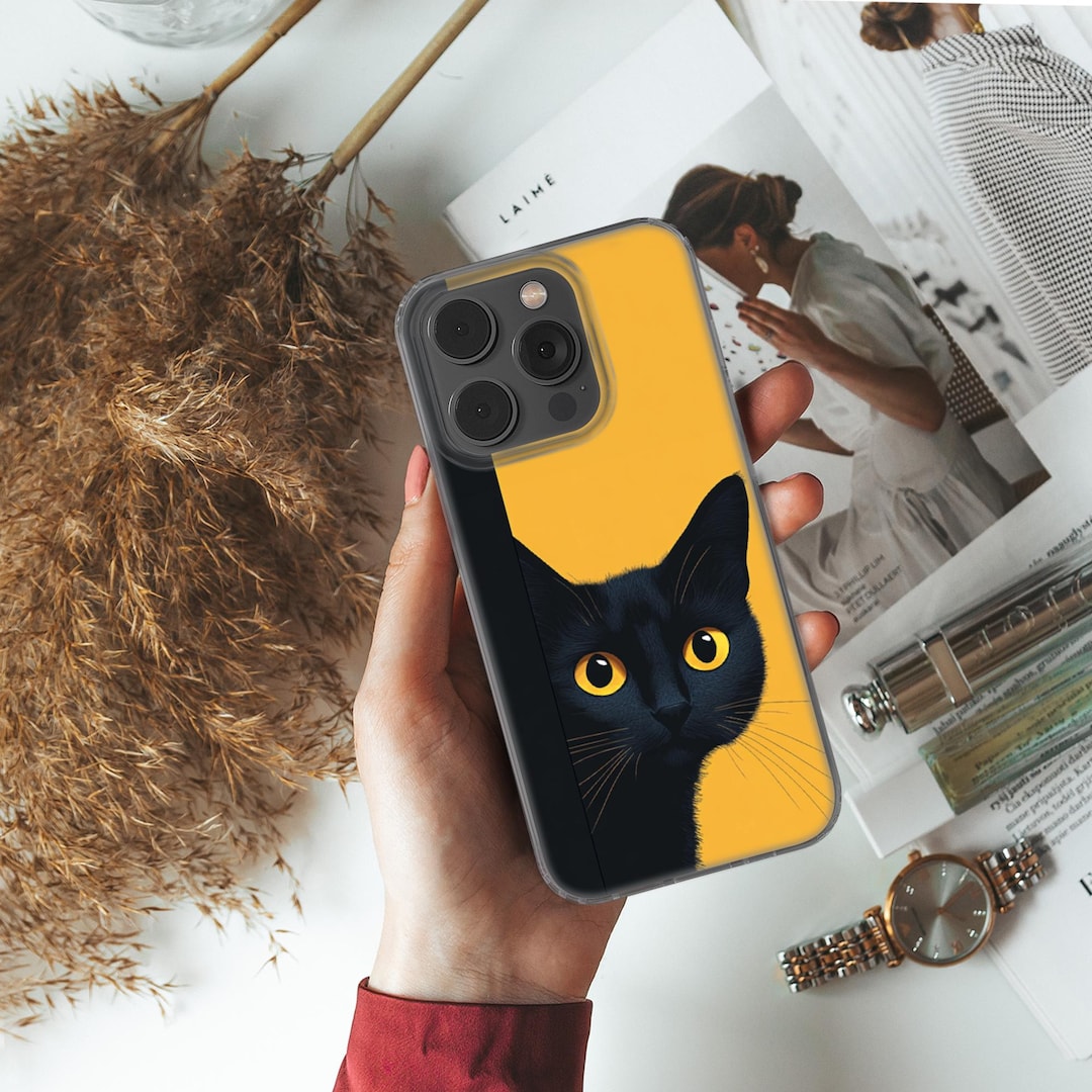 Black Cat Phone Case Cute Kitten Magsafe Cover Fits iPhone 16, 14, 13 ...