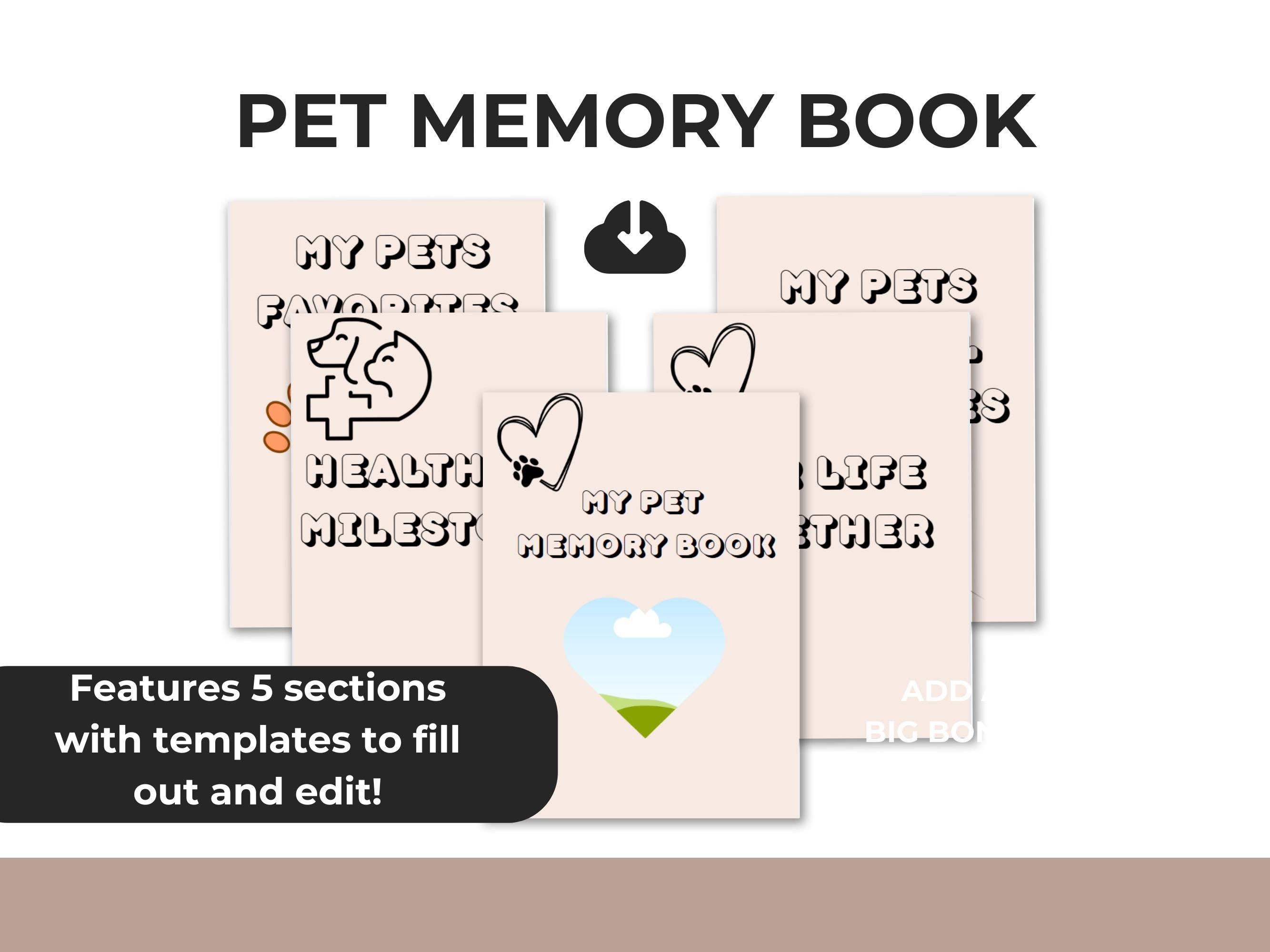 Custom Pet Memory Book Printable | Pet Keepsake Journal for Dogs, Cats ...