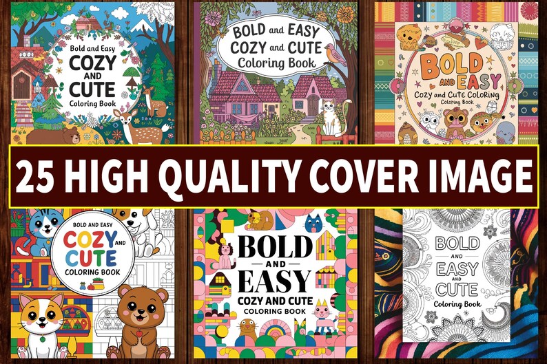 130+ Bold & Easy Cute Cozy Coloring Pages | Kdp-ready Coloring Book for ...