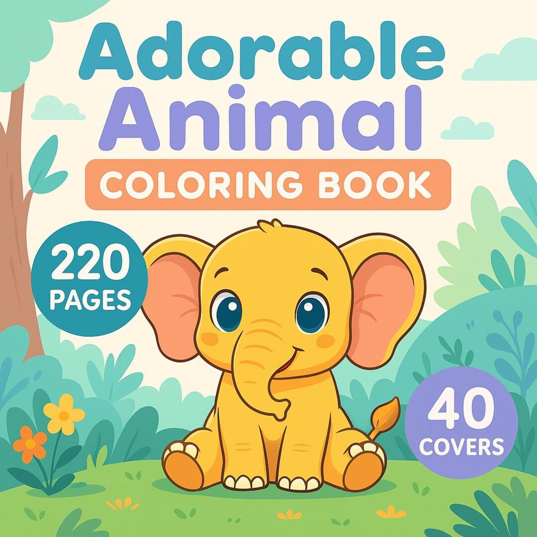 220 Cute Animal Coloring Pages for Kids | KDP Interior Ready ...