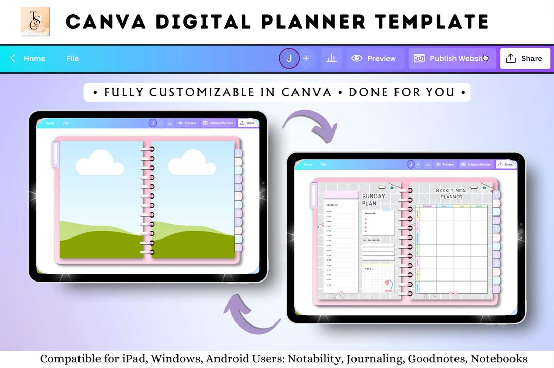 Canva Digital Planner Template | Create & Sell Your Own Digital Planner! - Etsy