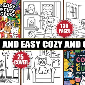 130+ Bold & Easy Cute Cozy Coloring Pages | Kdp-ready Coloring Book for ...
