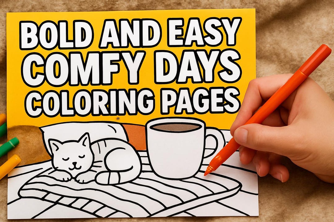 Bold and Easy Comfy Days Coloring Pages for Adults | 83 Printable Kdp ...
