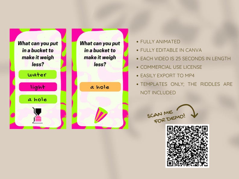 Youtube Shorts Canva Video Templates | Riddle & Trivia Video Pack - Etsy