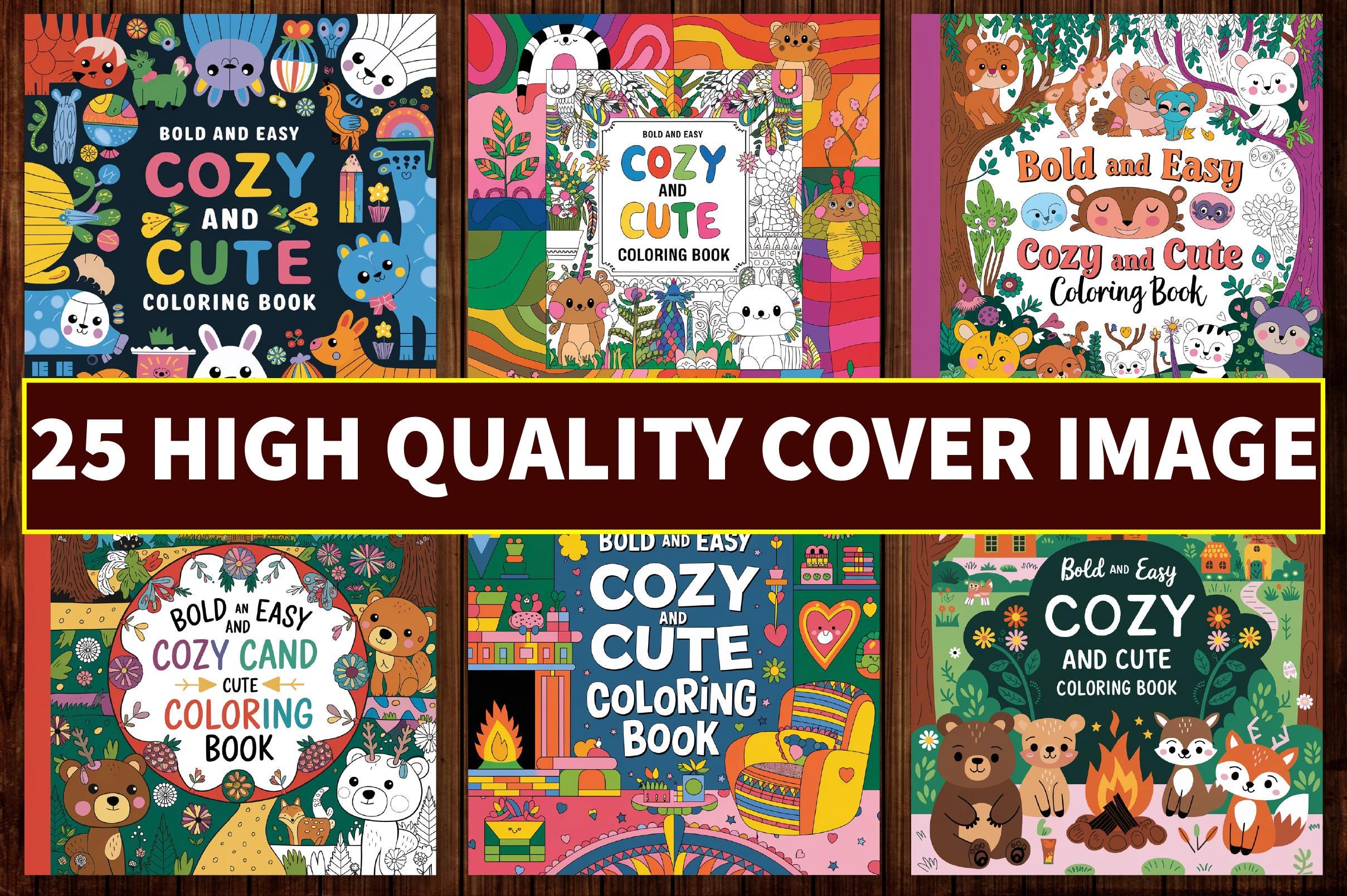 130+ Bold & Easy Cute Cozy Coloring Pages | Kdp-ready Coloring Book for ...