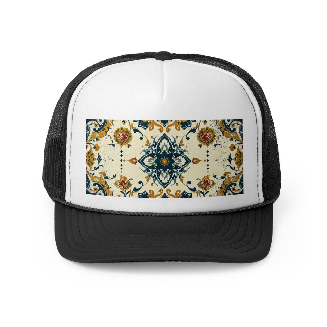 Bohemian Style Trucker Cap | Vintage Floral Design Hat, Casual Wear ...