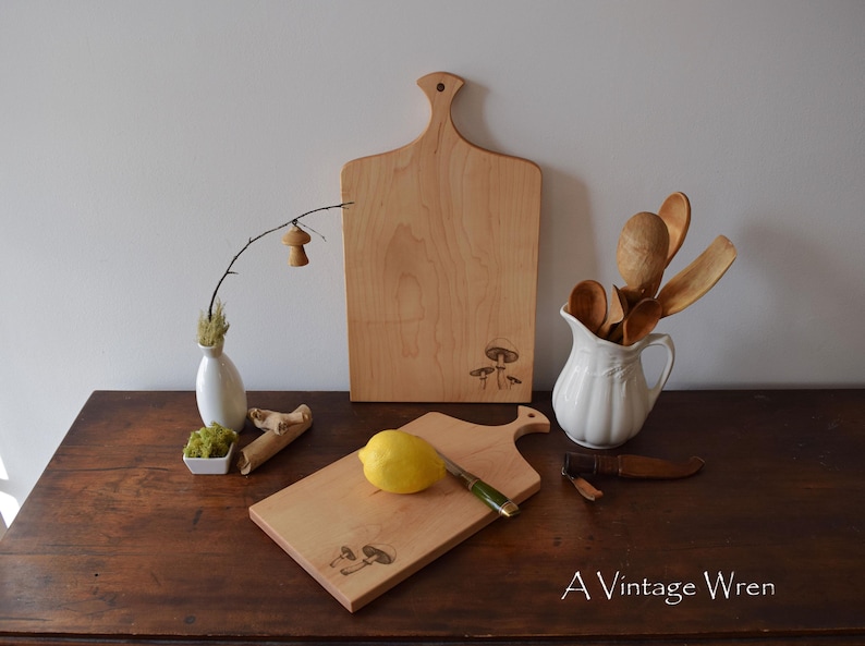 Cherry Engraved Mushroom Cutting Board / Cherry Charcuterie Board ...