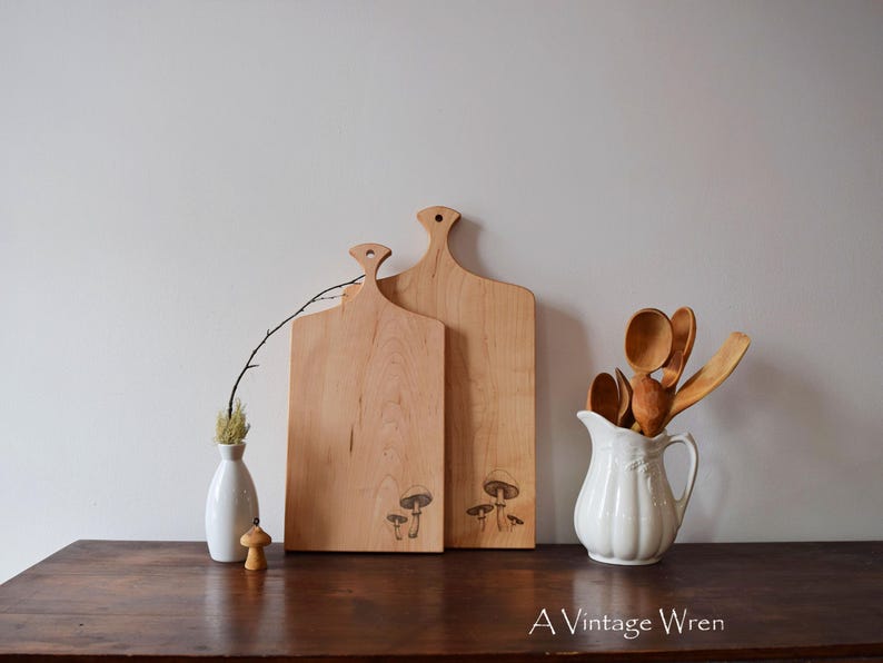Cherry Engraved Mushroom Cutting Board / Cherry Charcuterie Board ...