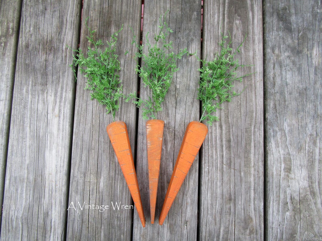 Set of 3 Rustic Wooden Carrots / Rustic Easter Decor / Primitive Wood ...
