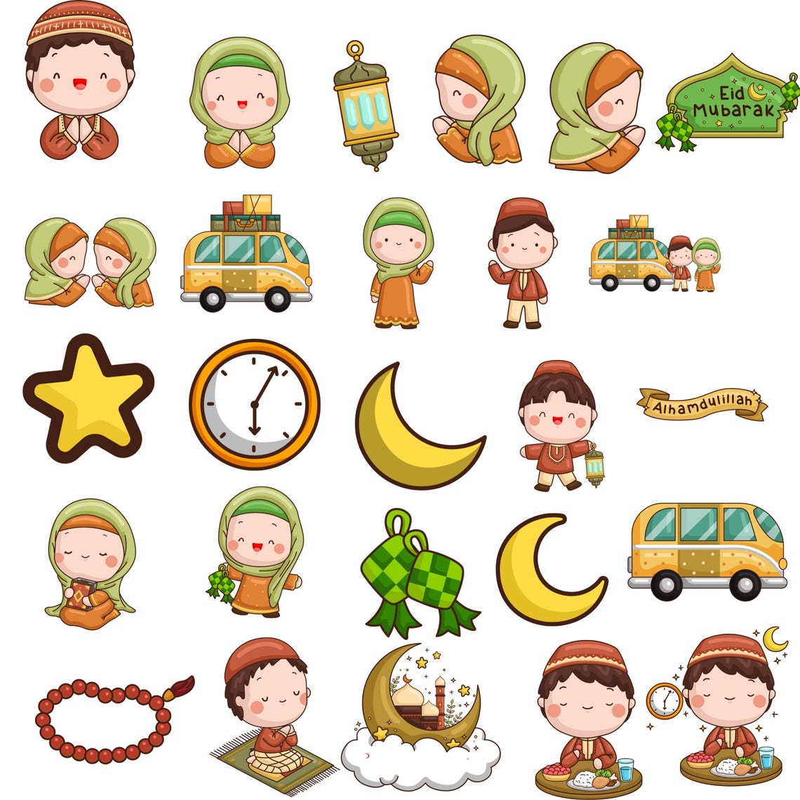 52 Ramadan Clipart Islamic PNG Clipart Bundle, Muslim Eid Clipart ...