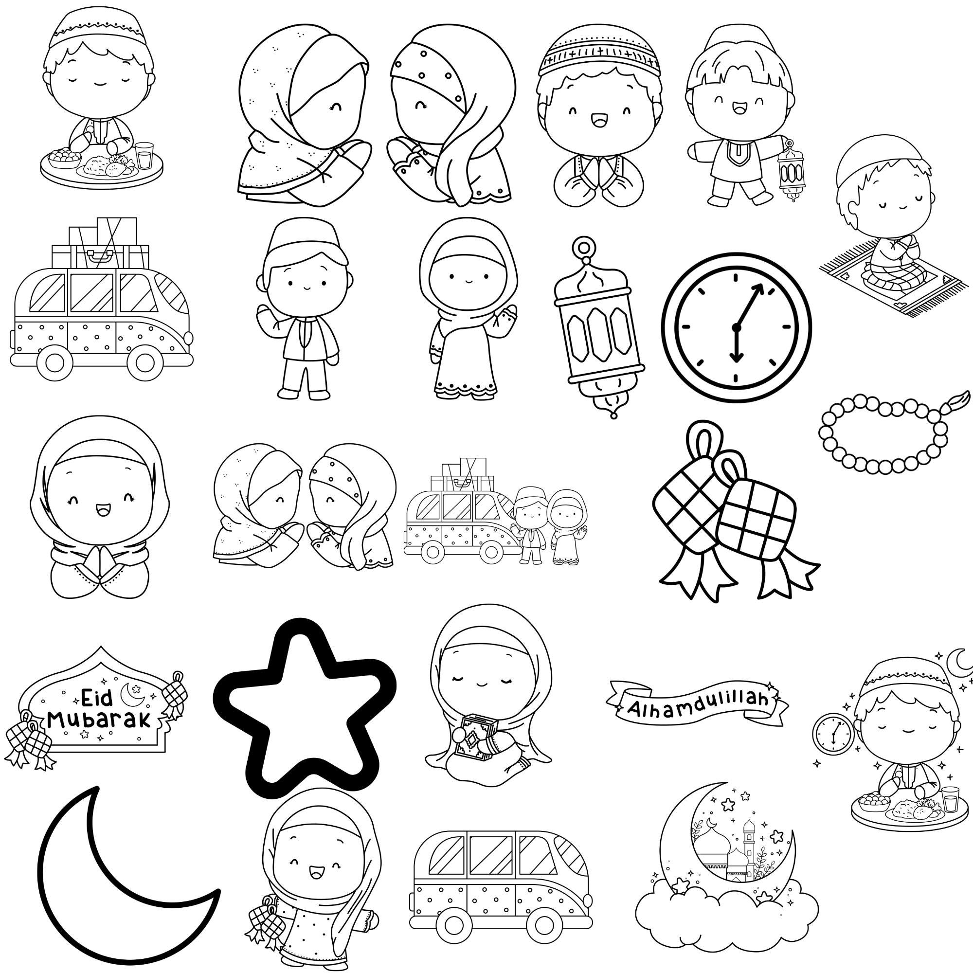 52 Ramadan Clipart Islamic PNG Clipart Bundle, Muslim Eid Clipart ...