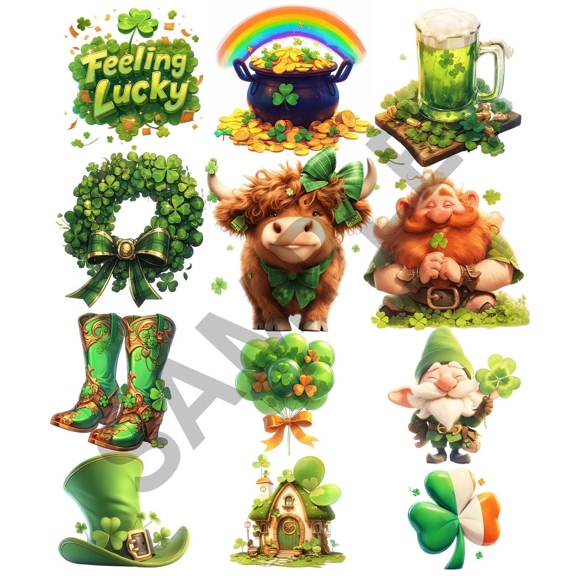 Saint Patrick's Day Clipart Bundle, Festive Png Graphics, St Patrick's Graphics, Transparent ...