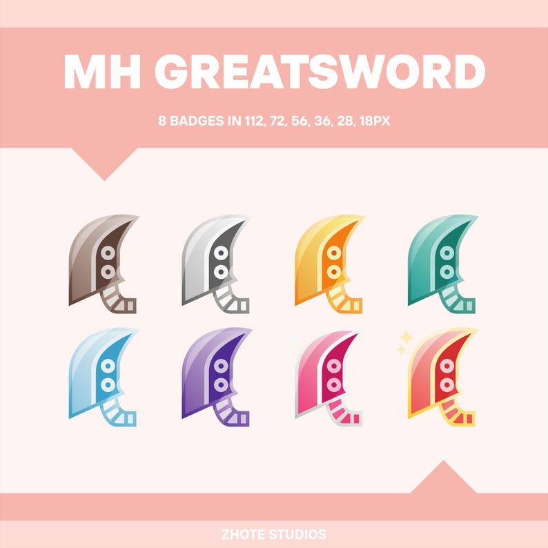 8 MONSTER HUNTER GREATSWORD Twitch Sub Badges | Bit Badges | Sub Badges ...