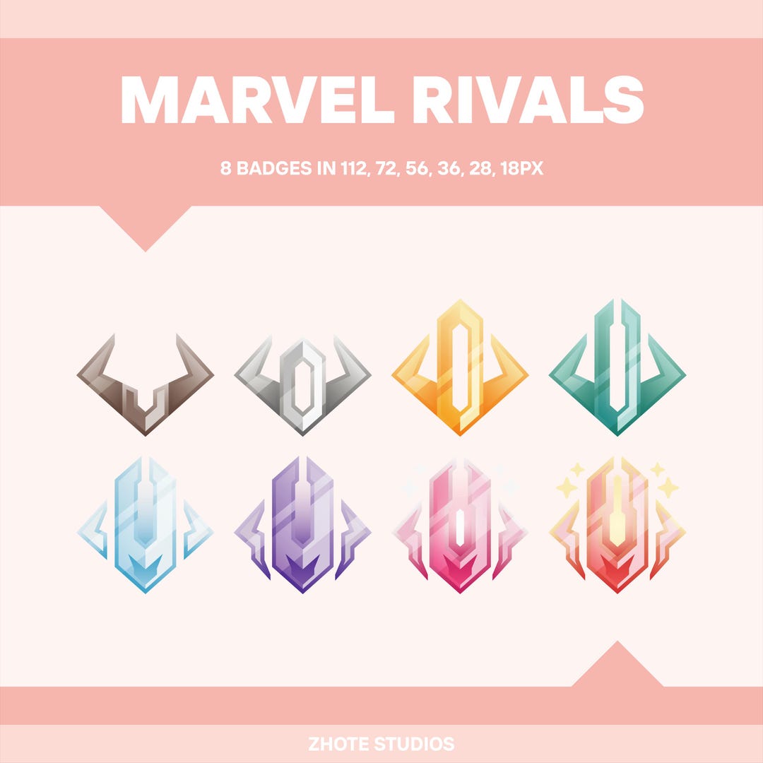 8 MARVEL RIVALS RANK Twitch Sub Badges | Bit Badges | Sub Badges Cute ...