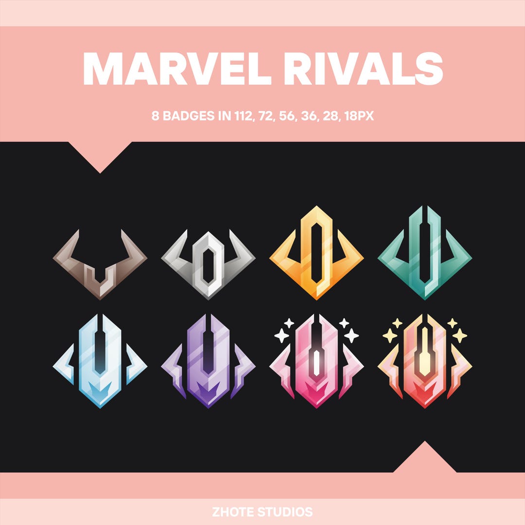 8 MARVEL RIVALS RANK Twitch Sub Badges | Bit Badges | Channel Point ...