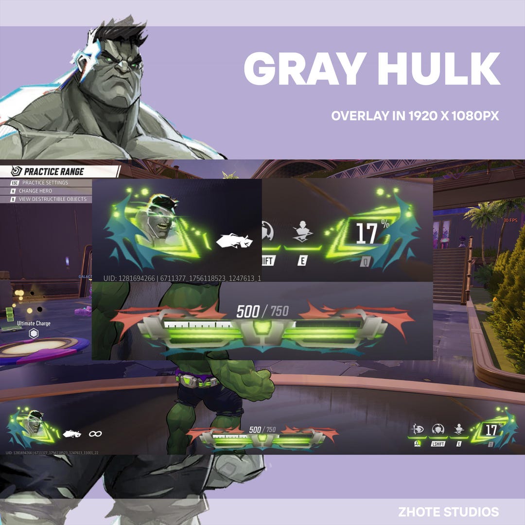 Animated Gray Hulk Gamma Ray Overlay | Marvel Rivals Overlay Inspired ...