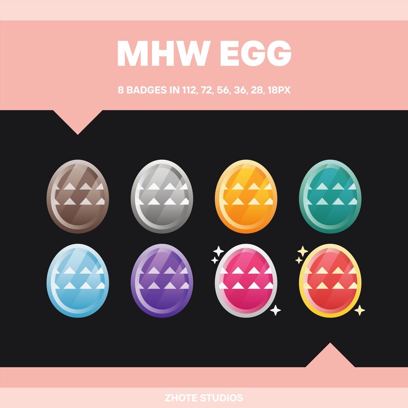 8 MONSTER HUNTER EGG Twitch Sub Badges | Bit Badges | Sub Badges Cute ...