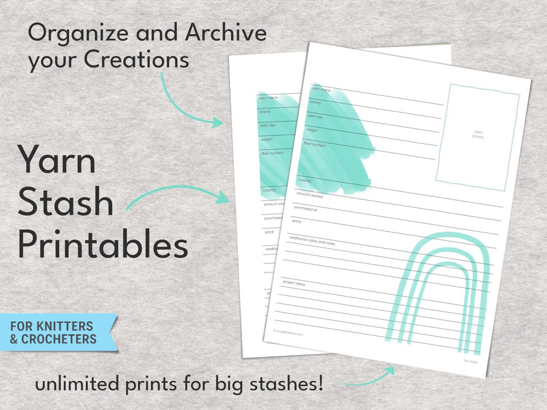 Yarn Stash Tracker Printable for Knitters and Crocheters, Inventory in ...