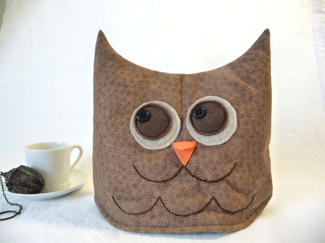 Owl Tea Cozy, Tea Cosy: Tiny Brown Spotty Owl Tea Cozy - Etsy