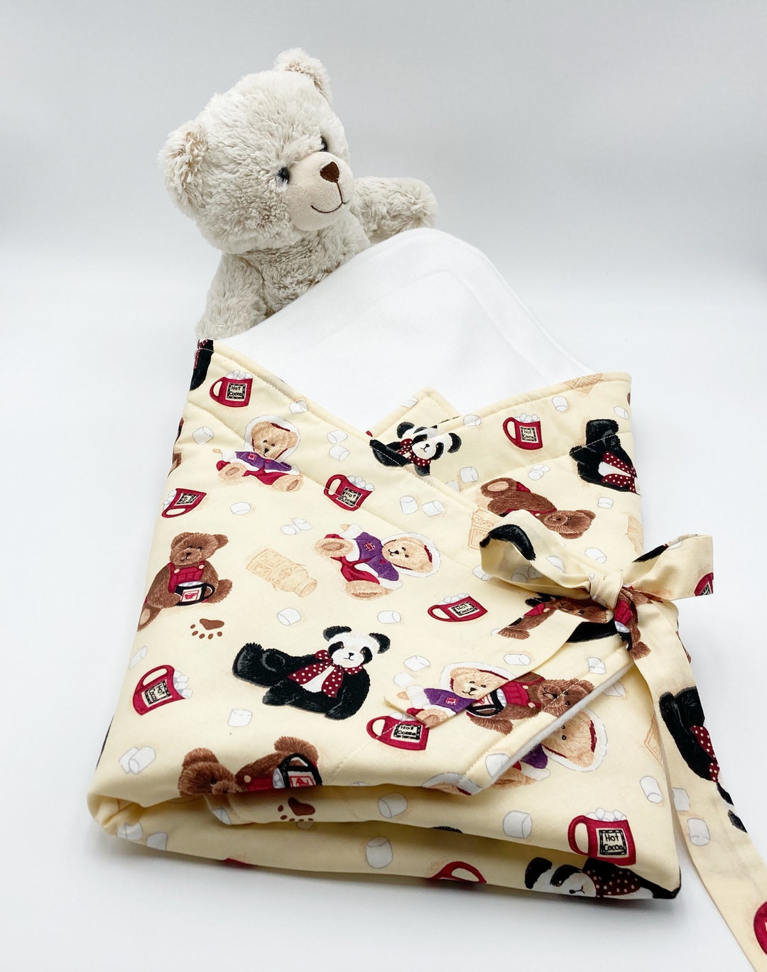 Teddy Bear Baby Blanket. Baby Wrap. Envelope Blanket for Newborn Baby ...