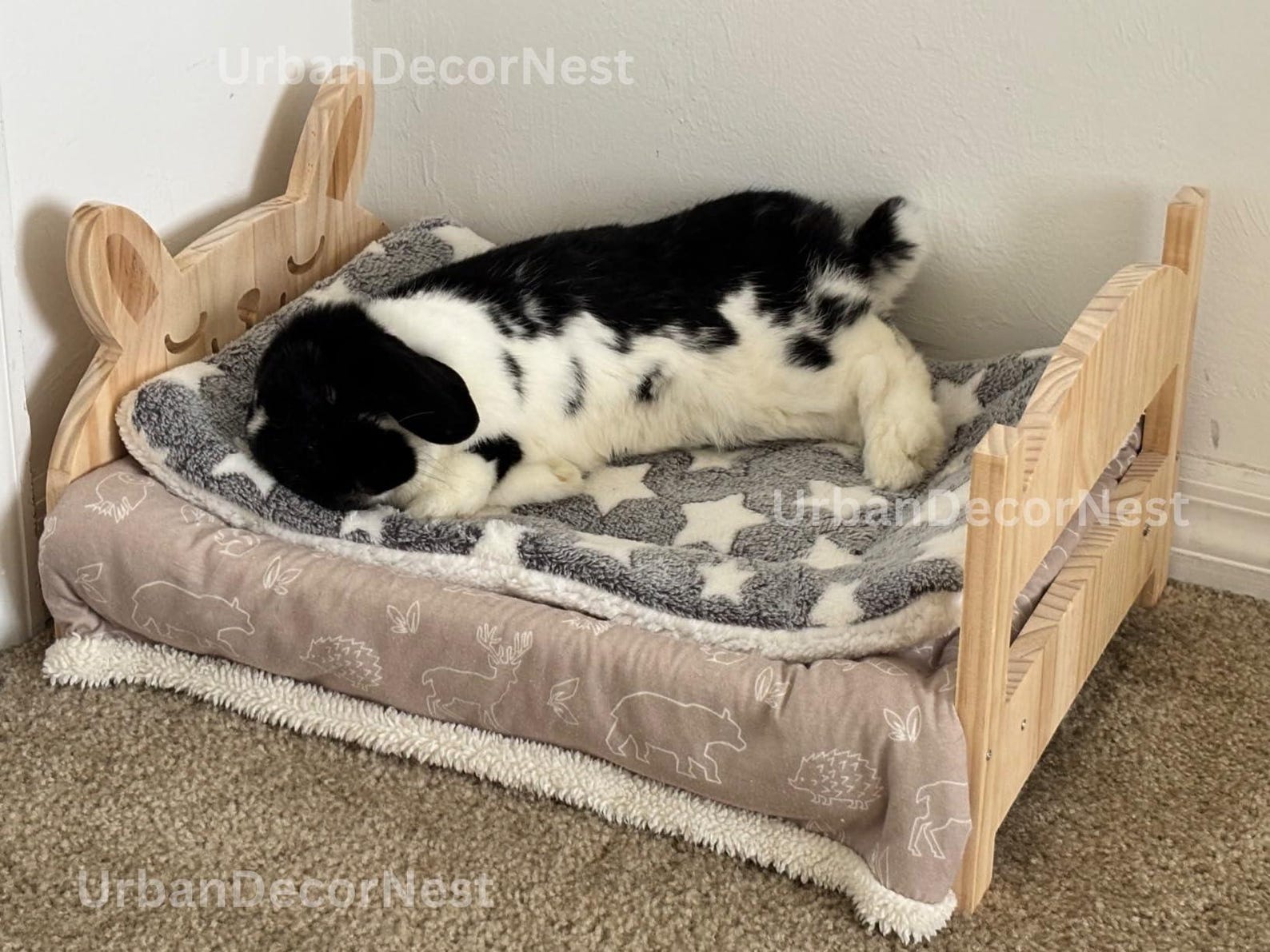 Wooden Rabbit Bed With Removable Cushion: Bunny House Furniture - Etsy